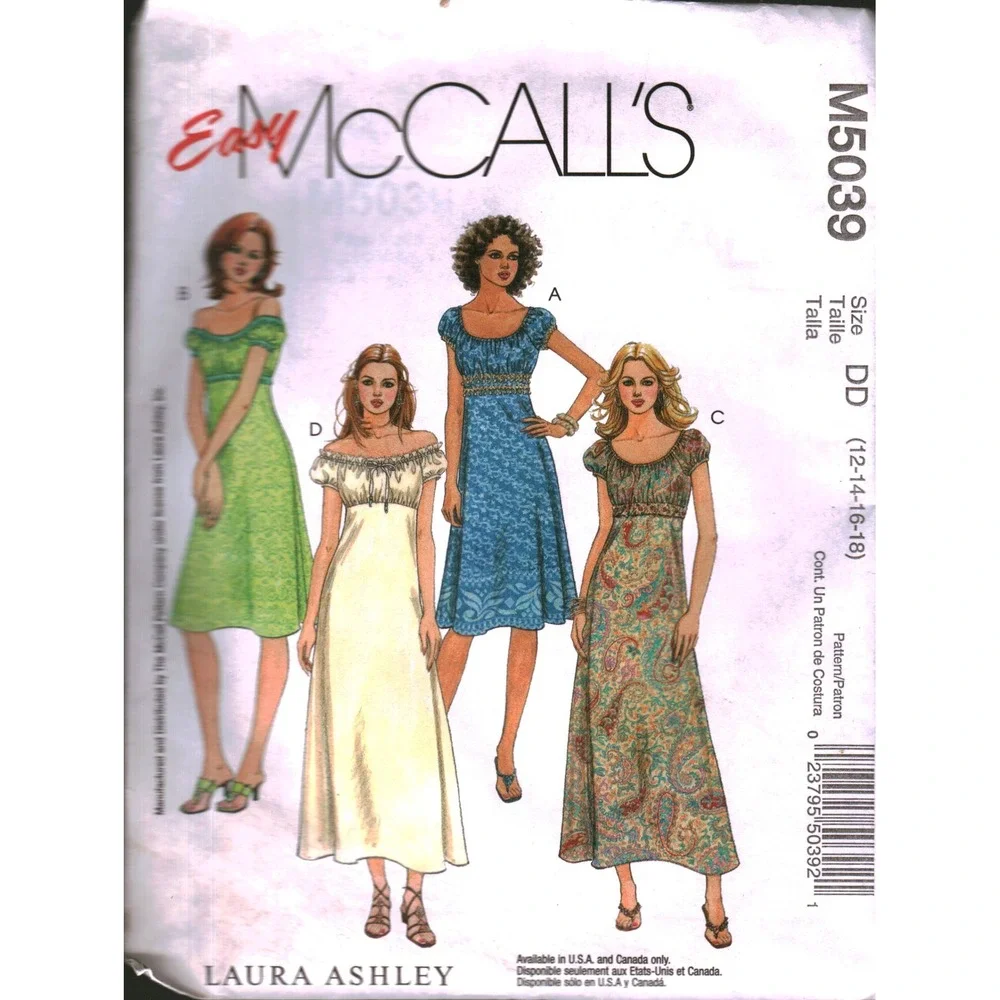 McCall's | Other | Mccalls M539 Laura Ashley Empire Waist Dress Sewing ...
